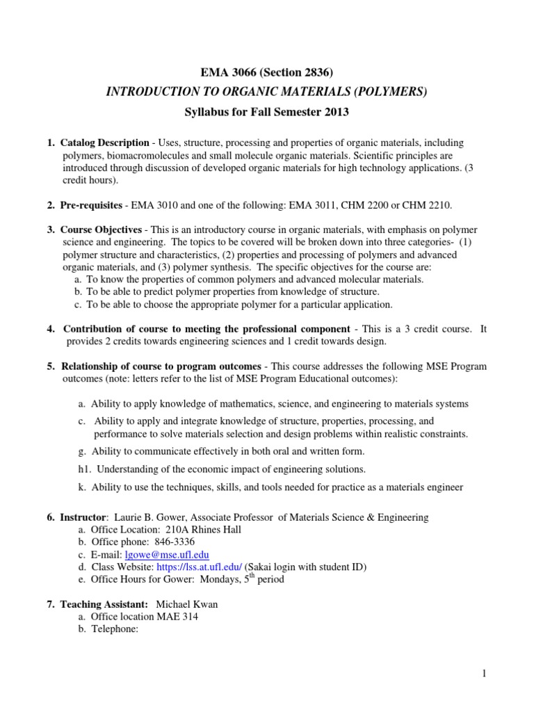 EMA 3066, Section 2836, Gower | PDF | Materials Science | Polymers