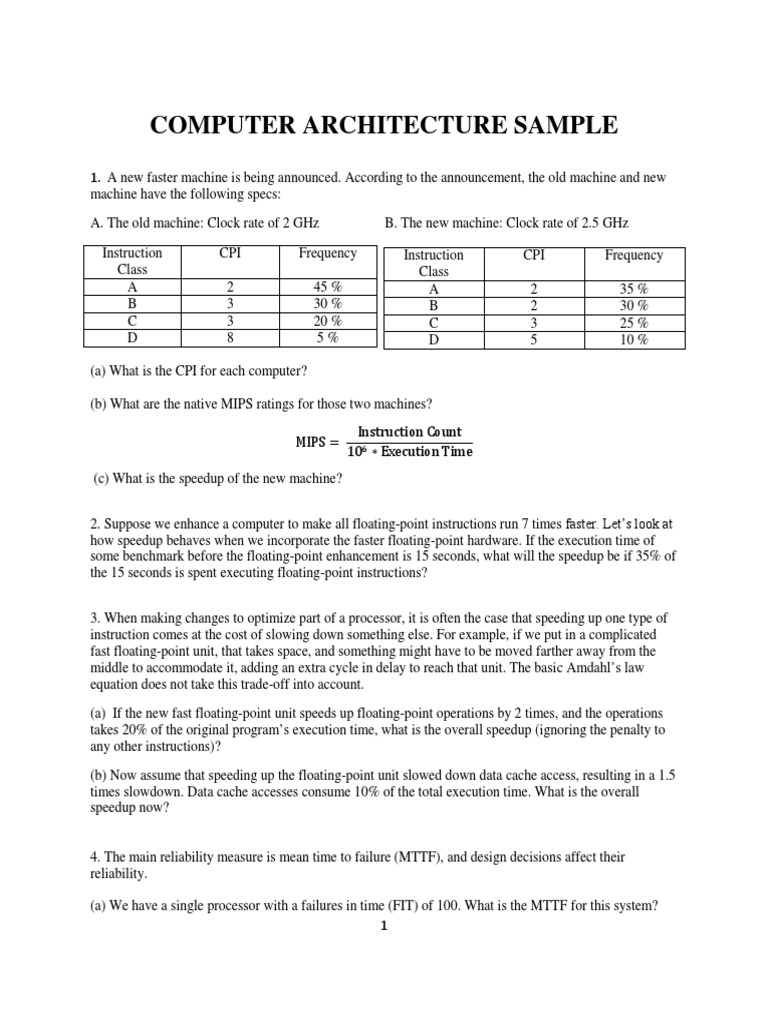 Architecture Sample Questions | Download Free PDF | Parallel Computing ...