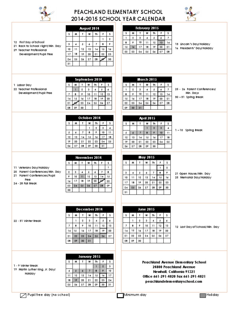Peachland Elementary 2014-2015 Calendar | PDF | The United States | Schools