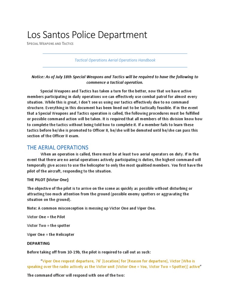SWAT Aerial Ops Guide | PDF | Swat | Police