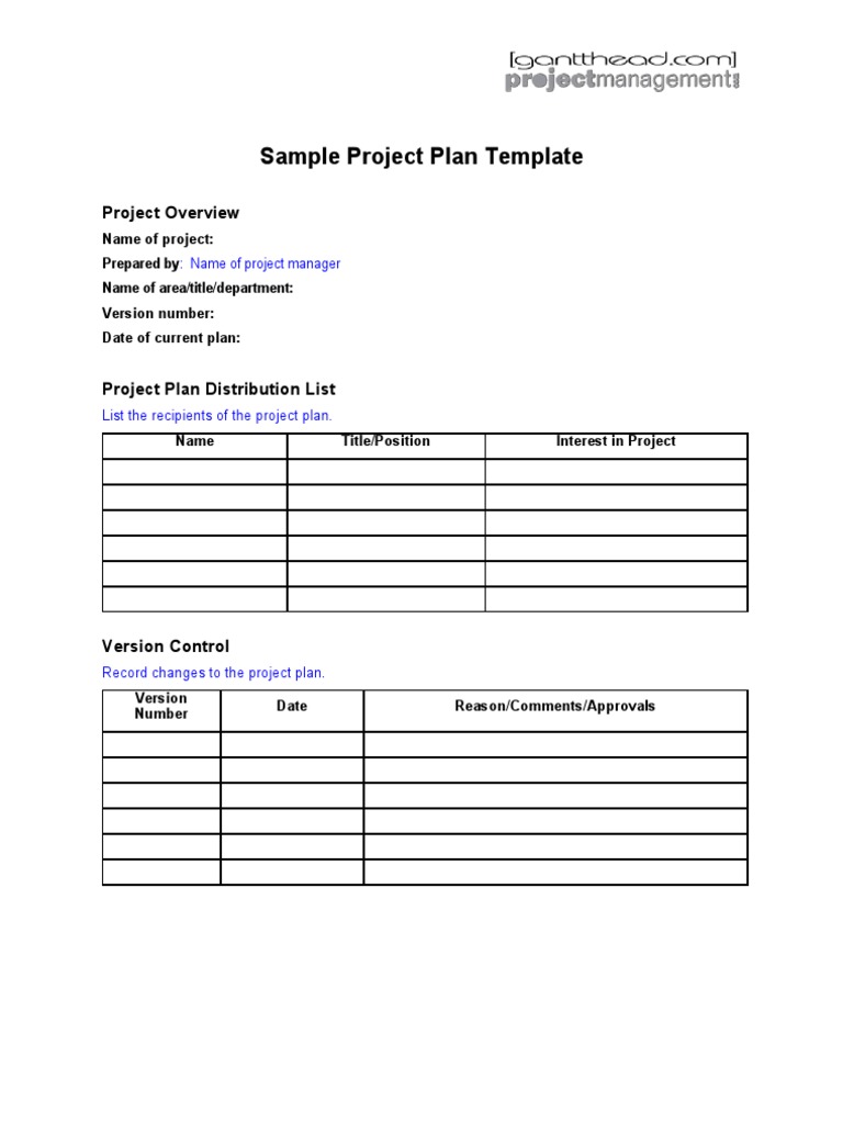 Sample Project Plan Template | PDF | Net Present Value | Business