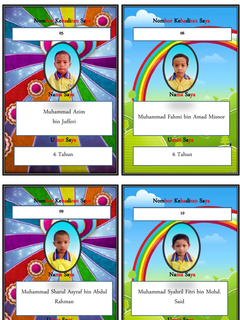 Nametag Prasekolah | PDF