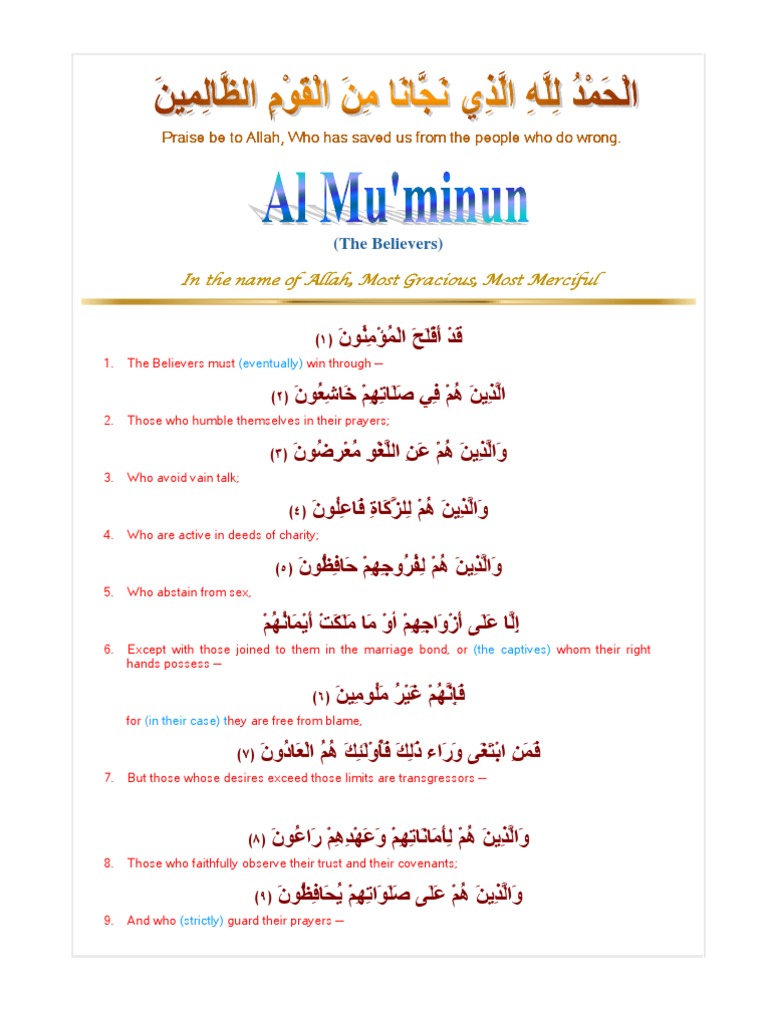023 Muminun | PDF | Prophets And Messengers In Islam | Religious Belief ...