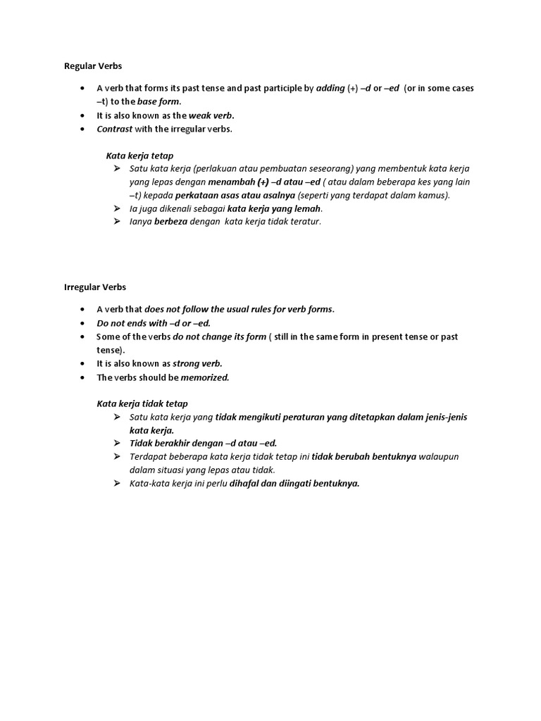 Regular Verbs & Irregular Verbs Notes | PDF | Verb | Linguistics