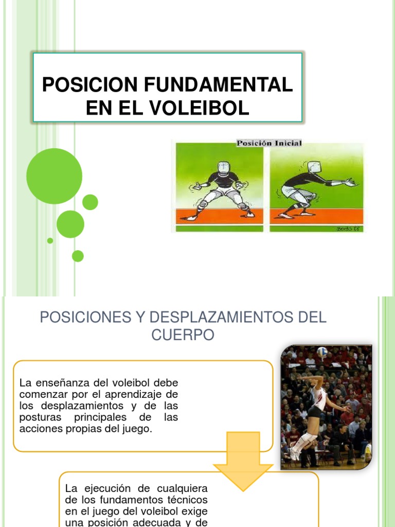 Posicion Fundamental en El Voleibol Diapositivas | Vóleibol | Defensa ...