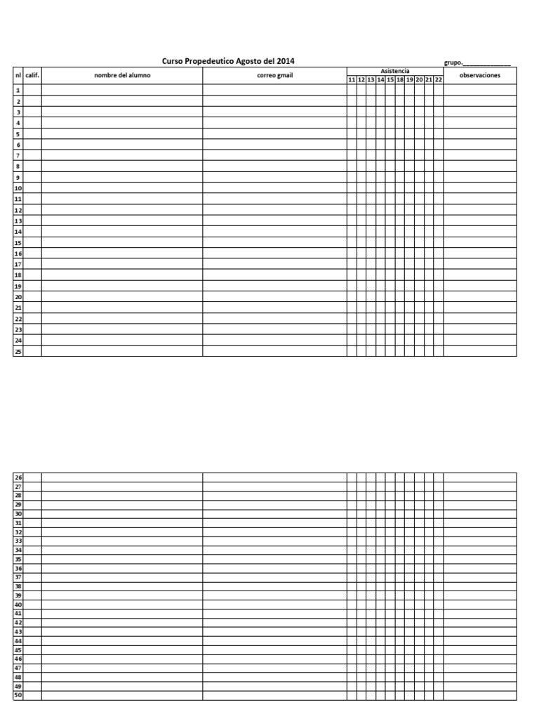 Curso Propedeutico (Formato Pase de Lista) | PDF