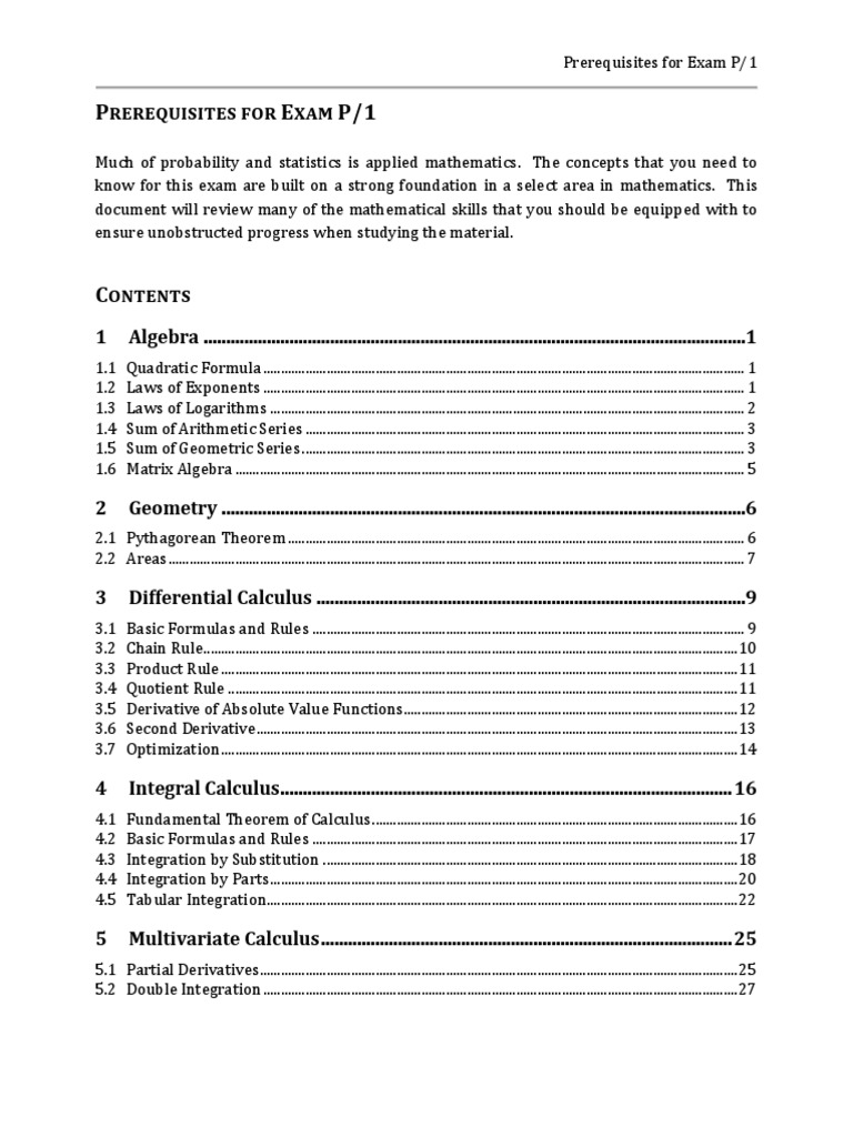 Soa Exam P Prerequisite | Area | Integral