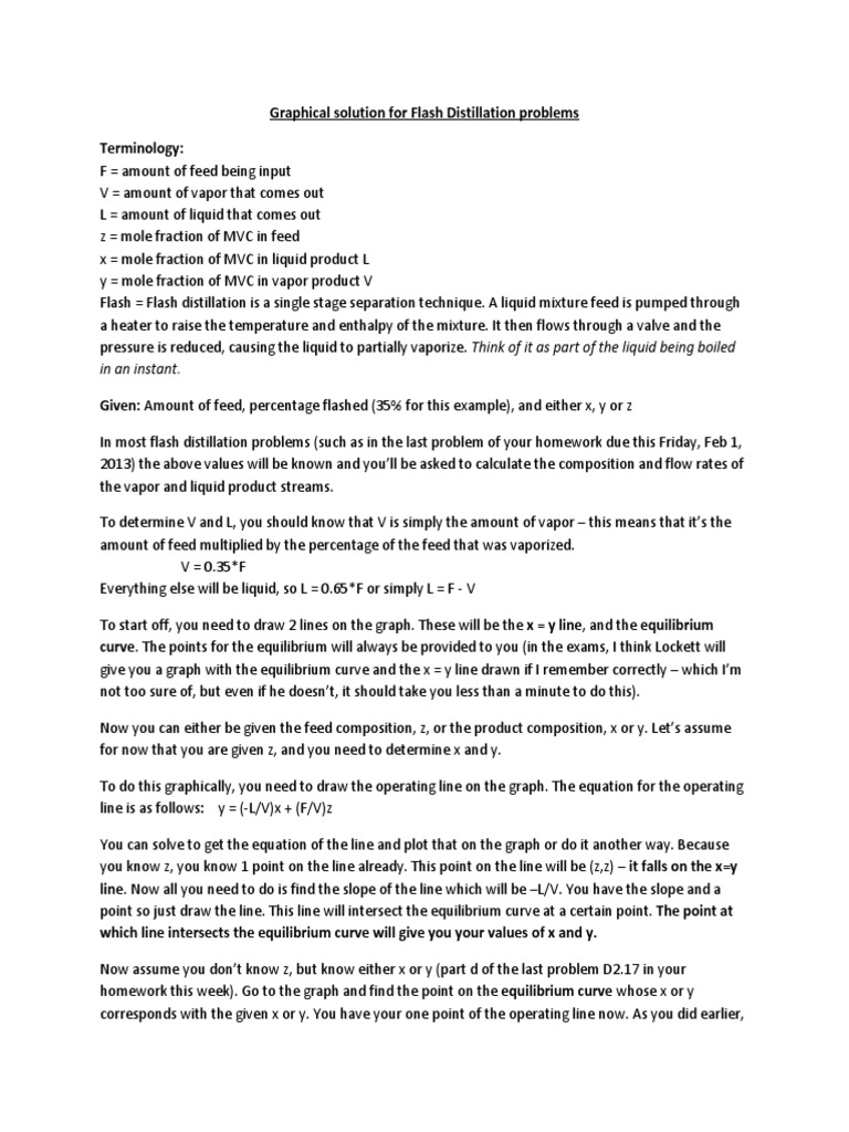 Graphical Flash Distillation Guide | PDF | Distillation | Thermodynamics