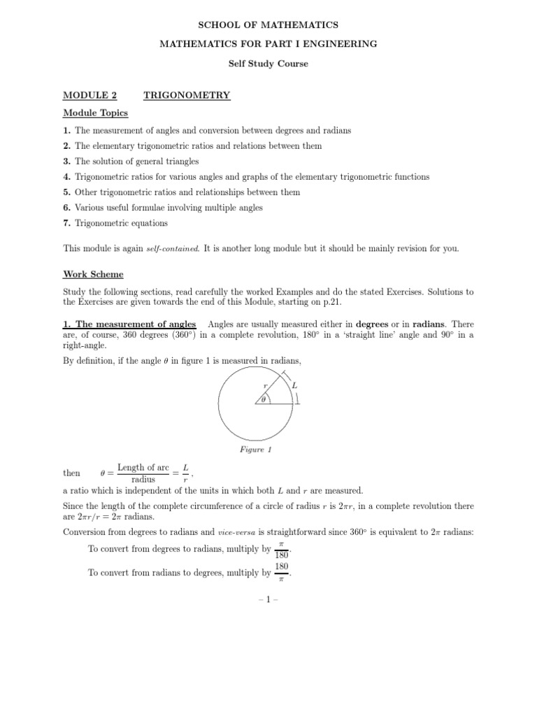 Module 2 - Trigonometry (Self Study) | PDF | Trigonometric Functions | Sine