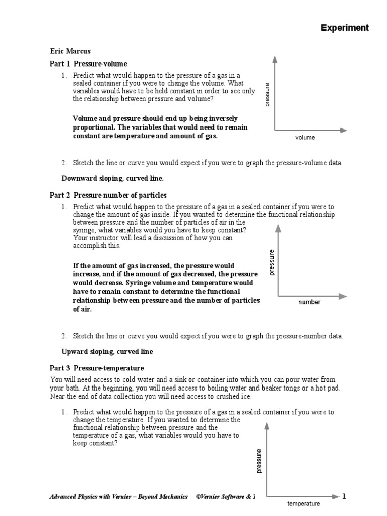 Behavior of A Gas Lab | PDF | Gases | Temperature