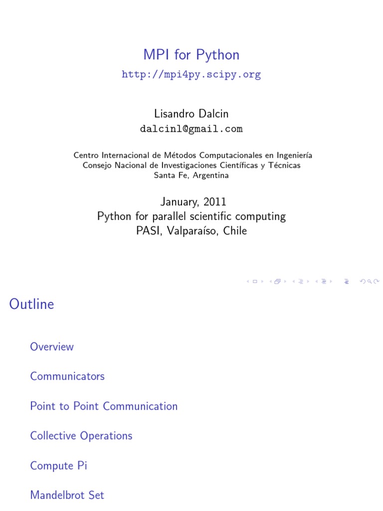 Lisandro Dalcin Mpi4py | PDF | Message Passing Interface | Software ...