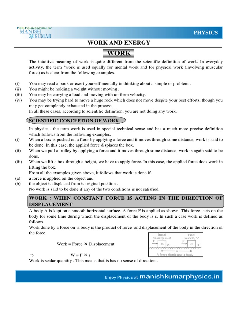 Work and Energy | PDF | Power (Physics) | Kilowatt Hour