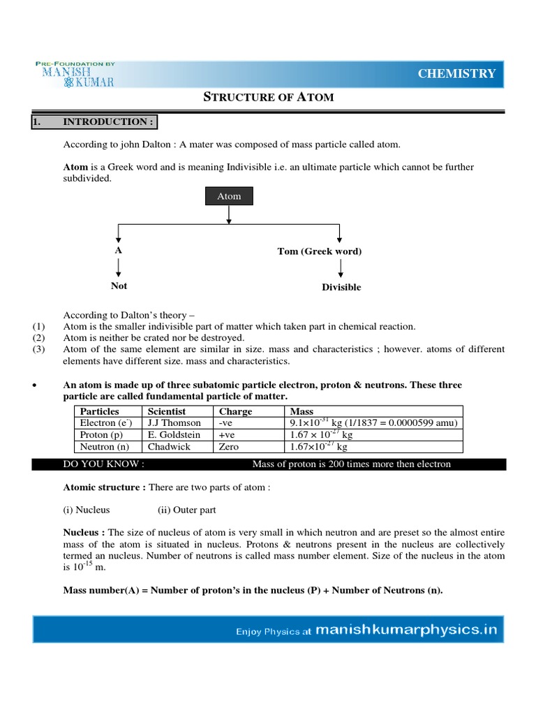 Structure of Atom | PDF