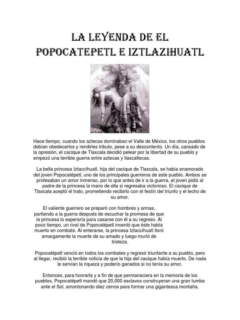 Leyenda de Popocatépetl e Iztaccíhuatl | PDF