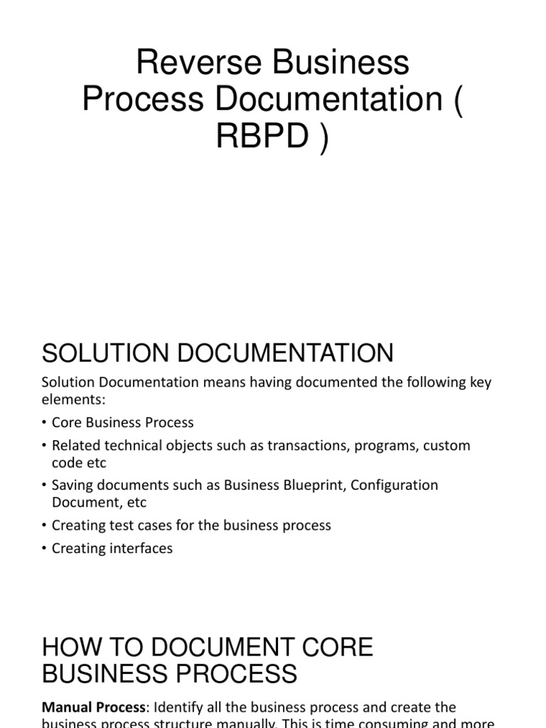 Reverse Business Process Documentation (RBPD) | PDF | Business | Computers