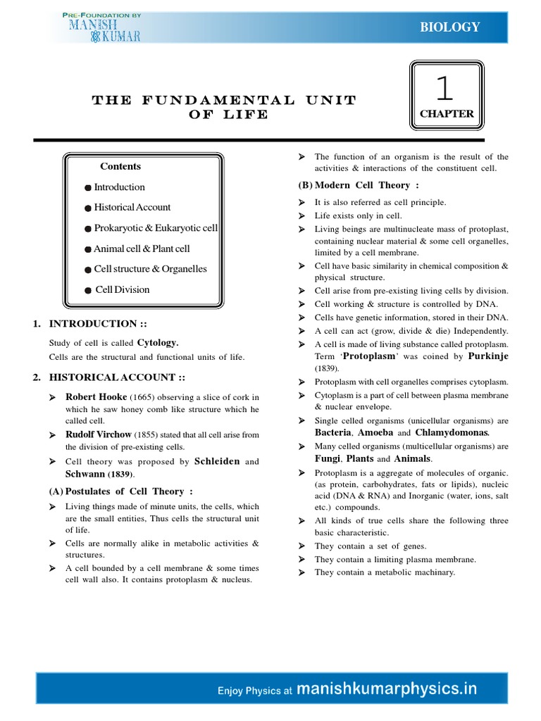 The Fundamental Unit of Life | PDF | Meiosis | Mitosis