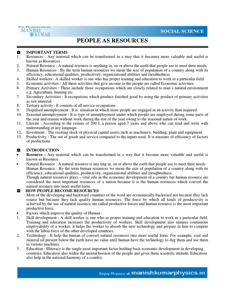 People As Resources | PDF | Unemployment | Social Science