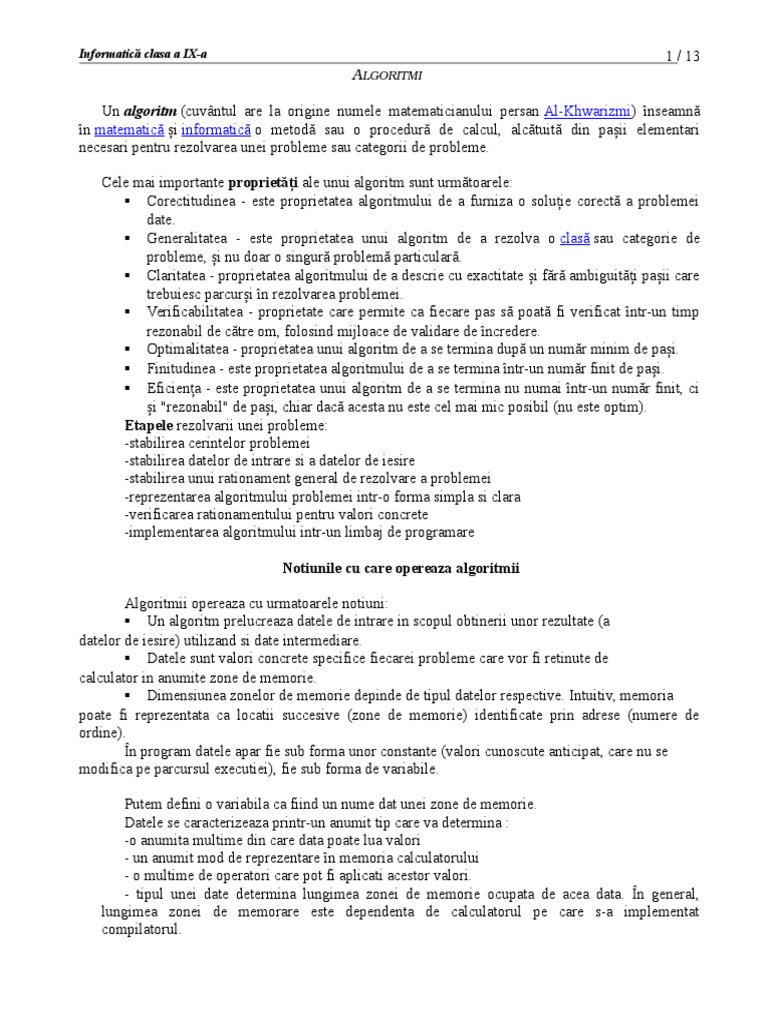 Algortimi Si Limbajul PSEUDOCOD | PDF