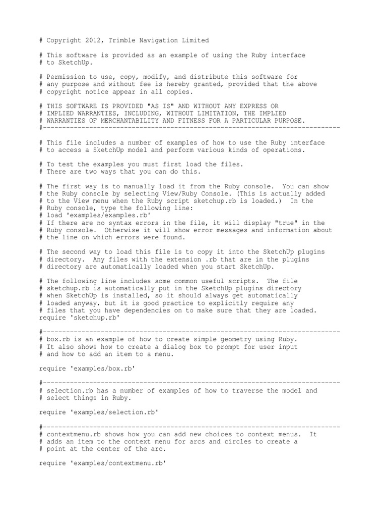 Example Scripts | PDF | Sketch Up | Command Line Interface