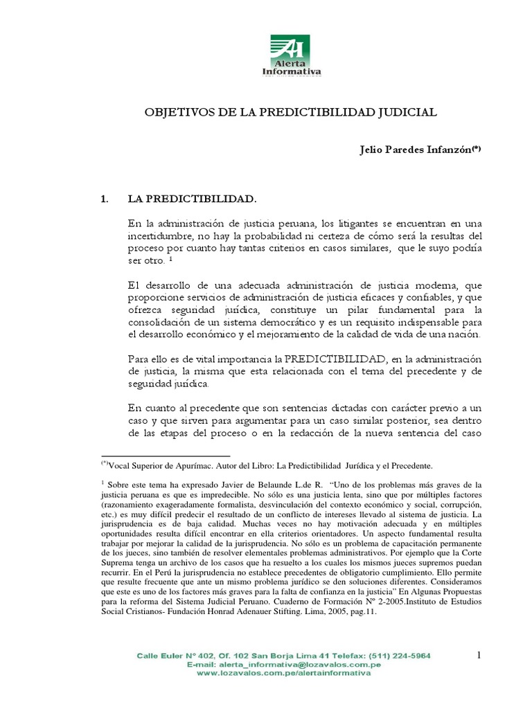 Importancia de la Predictibilidad Judicial | PDF | Caso de ley | Ley ...