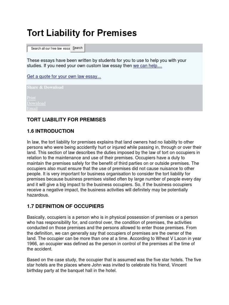 Tort Liability | PDF | Duty Of Care | Tort