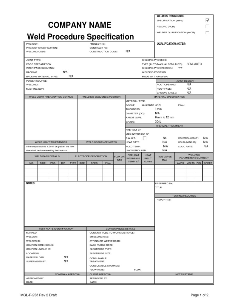 Weld Procedure Specification Record | PDF | Welding | Construction