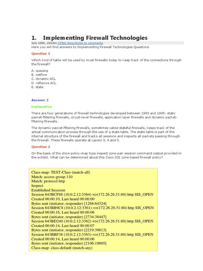Implementing Firewall Technologies | PDF | Firewall (Computing) | Internet Standards