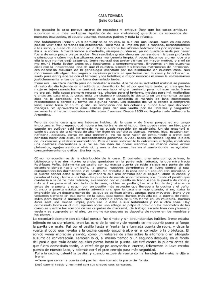 Actividades de La Casa Tomada | PDF