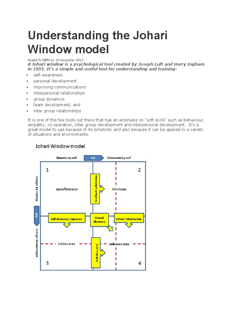 Understanding The Johari Window Model | PDF | Self Awareness ...