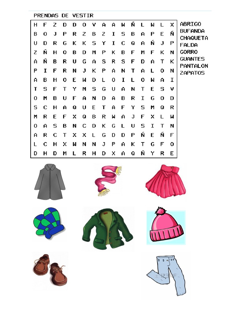 Sopa de Letras Ropa | PDF