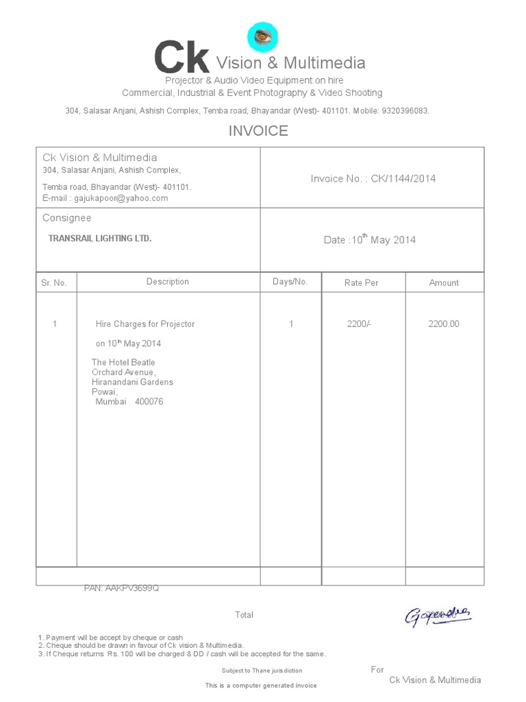 Vision & Multimedia: Invoice | PDF | Services (Economics) | Money