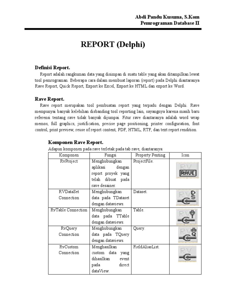 Panduan Report Delphi untuk Pemula | PDF | Bisnis