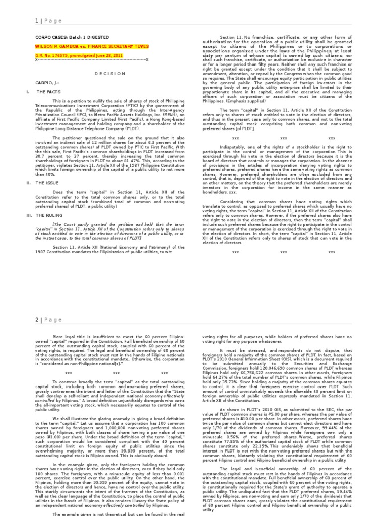 Corpo Cases (Digest) | PDF | Business