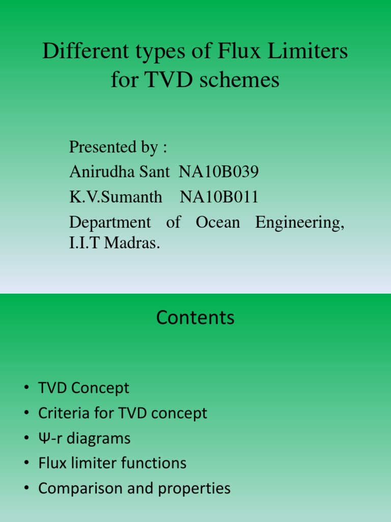 Different Types of Flux Limiters in TVD Schemes | PDF | Monotonic Function | Maxima And Minima