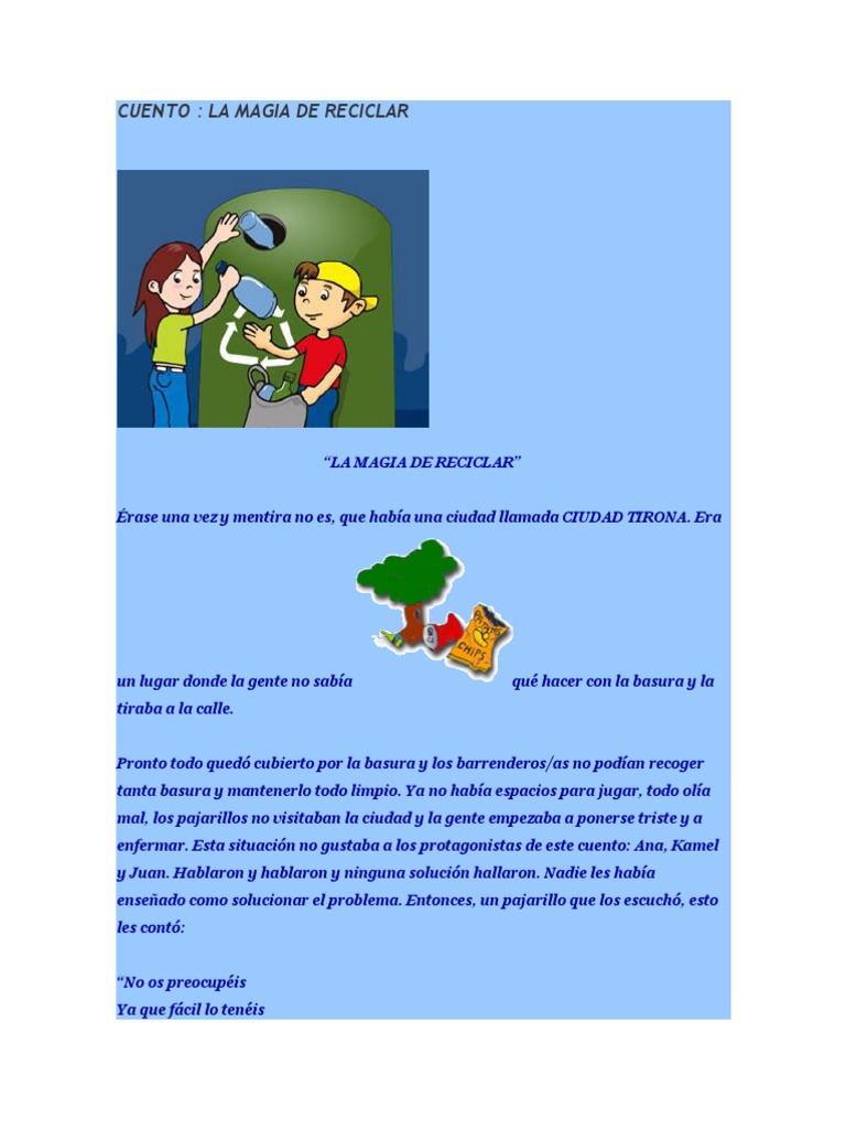 CUENTO Reciclaje | PDF | Reciclaje | Residuos