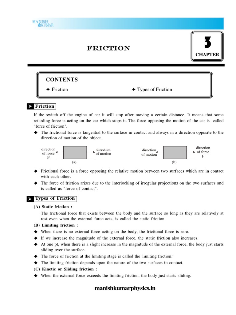 3 Friction | PDF | Friction | Force