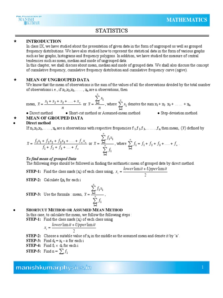 Statistics | PDF | Median | Mode (Statistics)
