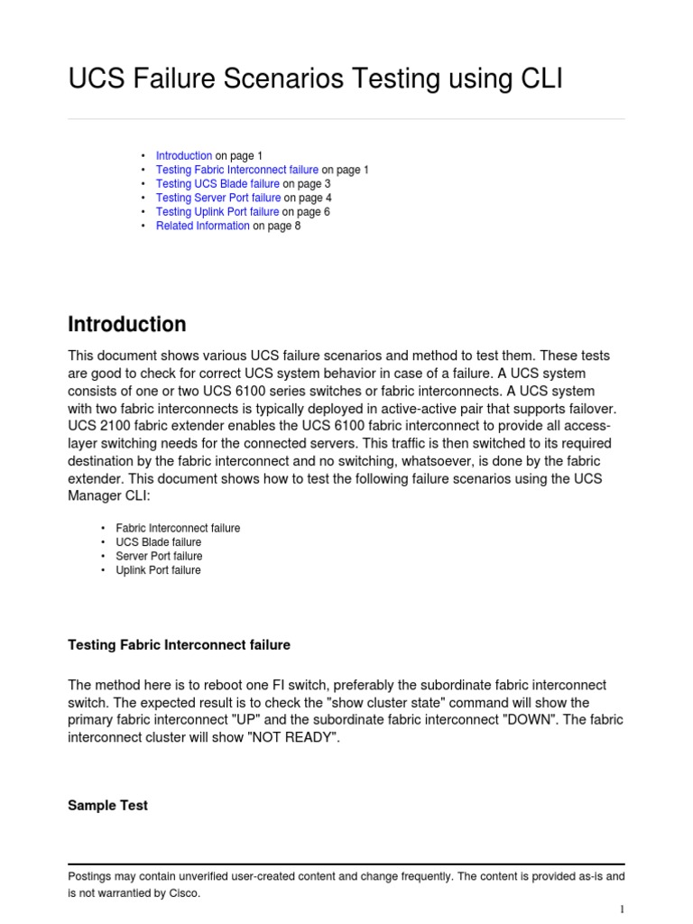 UCS Failure Scenarios Testing Using CLI | PDF | Server (Computing ...