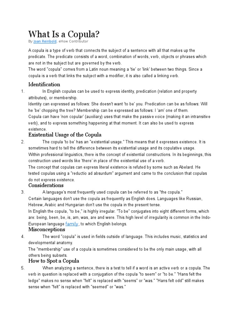 What Is A Copula | Verb | Grammatical Conjugation