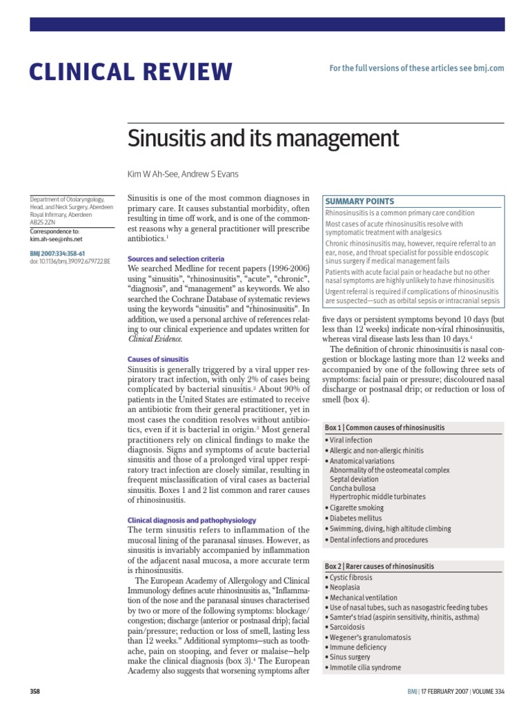 Sinusitis and Its Management | PDF | Allergy | Medicine