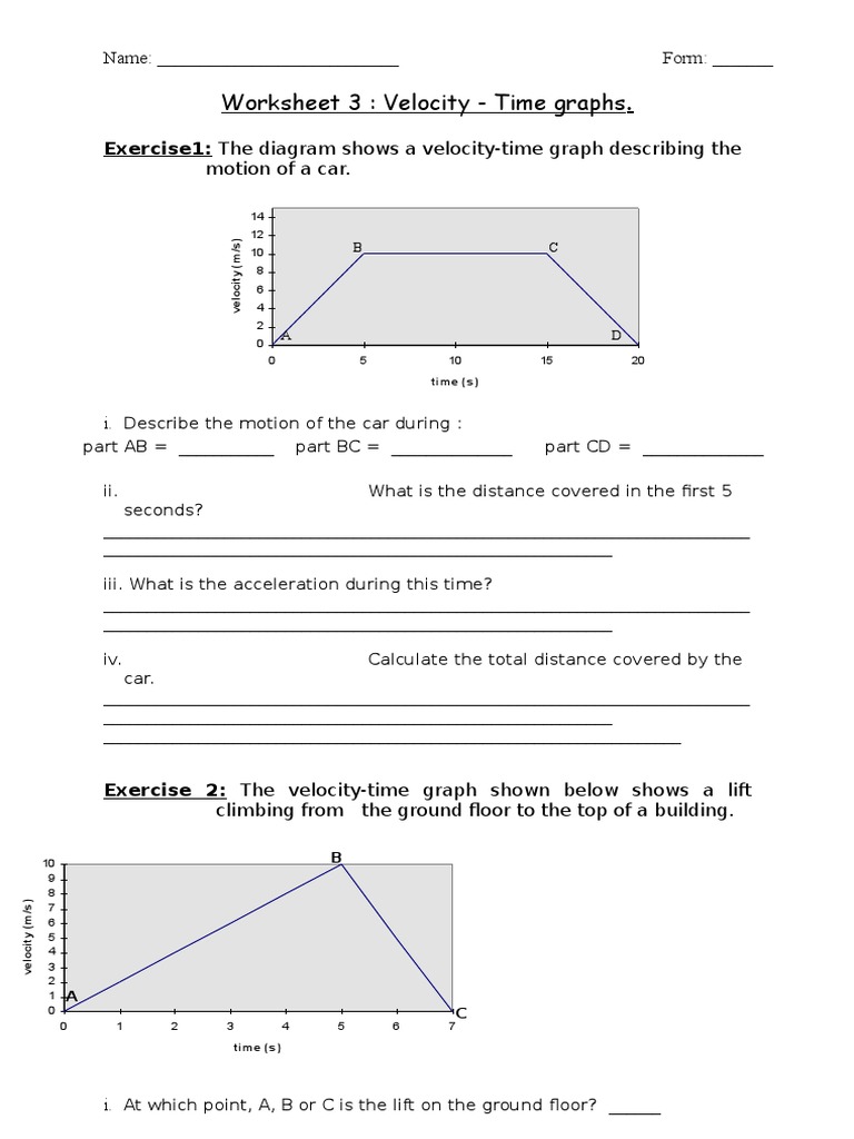 Velocity-Time Graph Worksheet | PDF | Computers