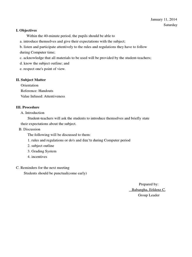 Computer Lesson Plan | PDF | Microsoft Word | Lesson Plan