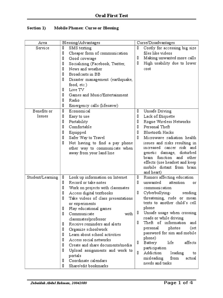Mobile Phones: Curse or Blessing | PDF | Email | Mobile Phones