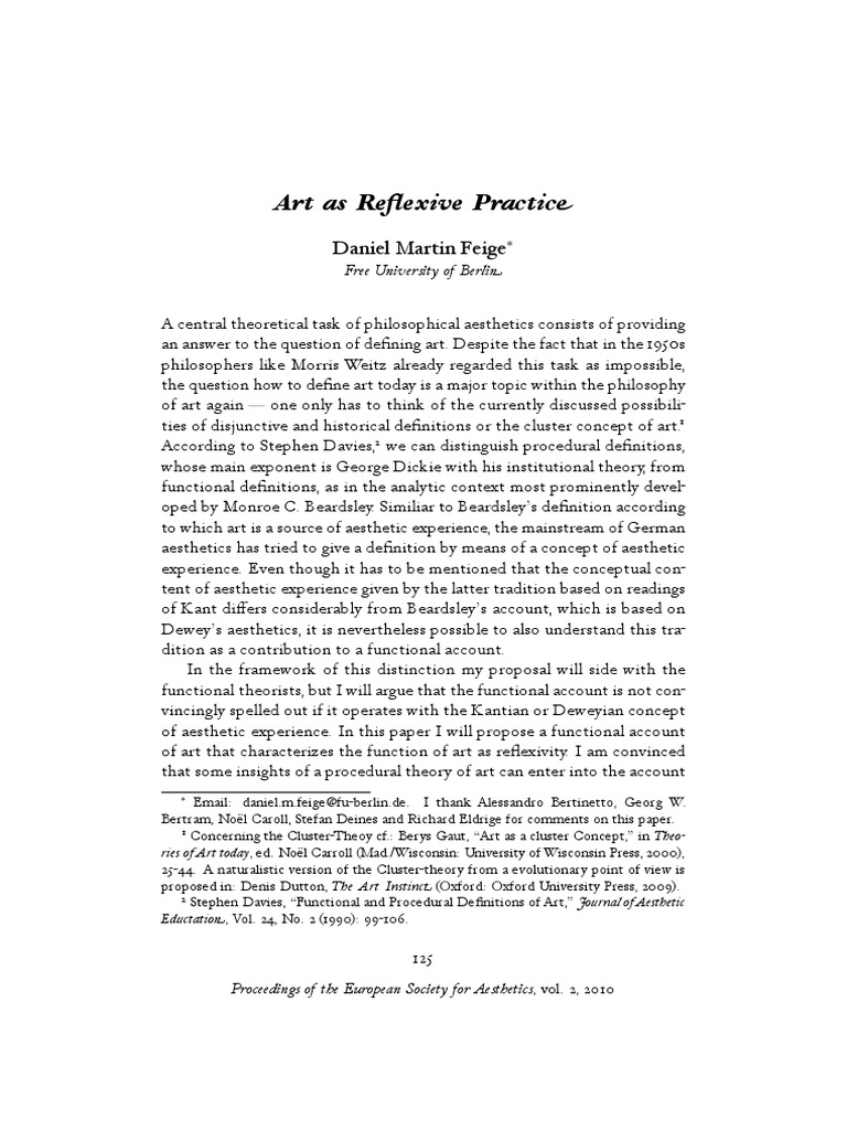 Art As Re Exive Practice: Daniel Martin Feige | Download Free PDF ...