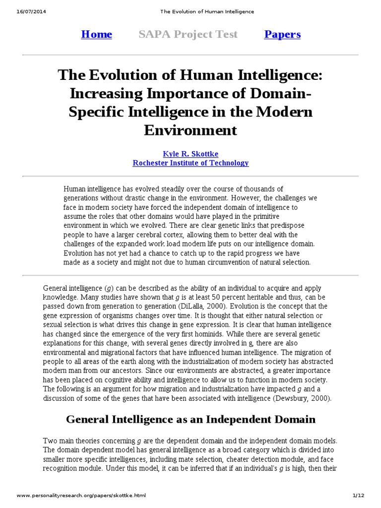 Evolution of Human Intelligence Insights | PDF | Evolution | Natural ...