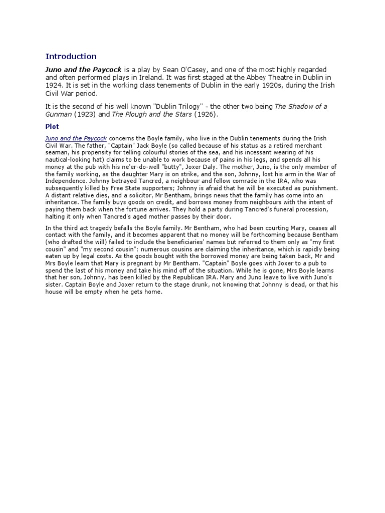 Juno and Paycock | PDF | Republic Of Ireland | Dublin