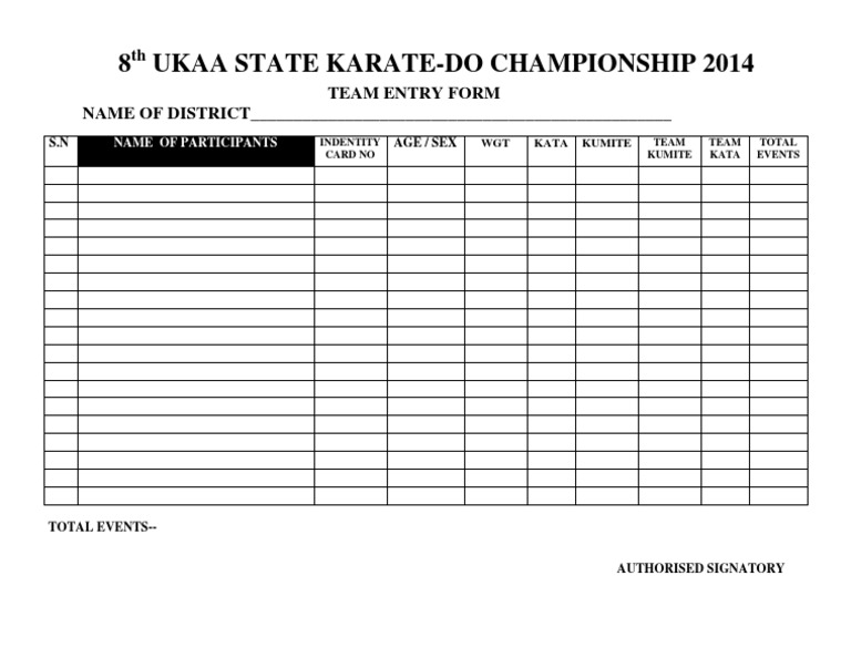 Team Entry Form | PDF