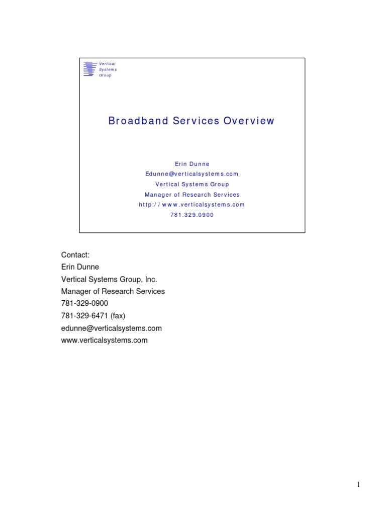 Vertical Systems Group Broadband Services Market Overview | PDF ...