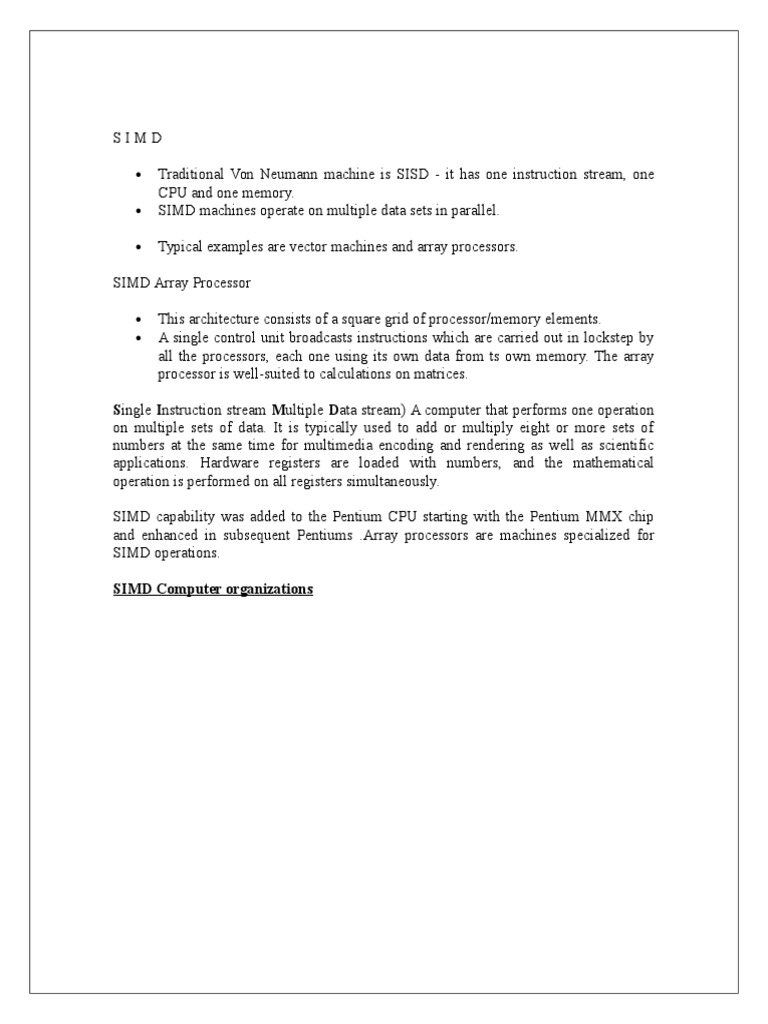 SIMD Computer Organizations | PDF | Parallel Computing | Instruction Set