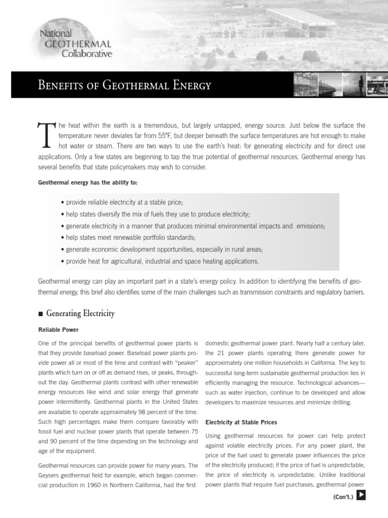 Benefits of Geothermal Energy | PDF | Geothermal Energy | Renewable Energy